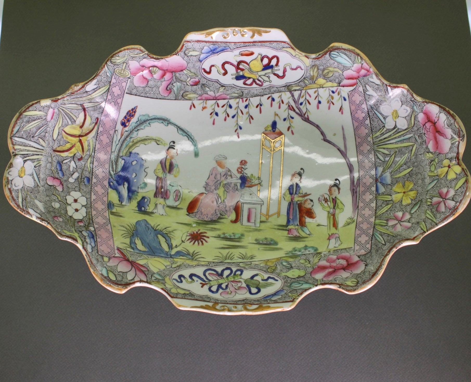 A Rare Mason's Ironstone Pink Chinese Scroll Pattern Comport.Circa 181 ...