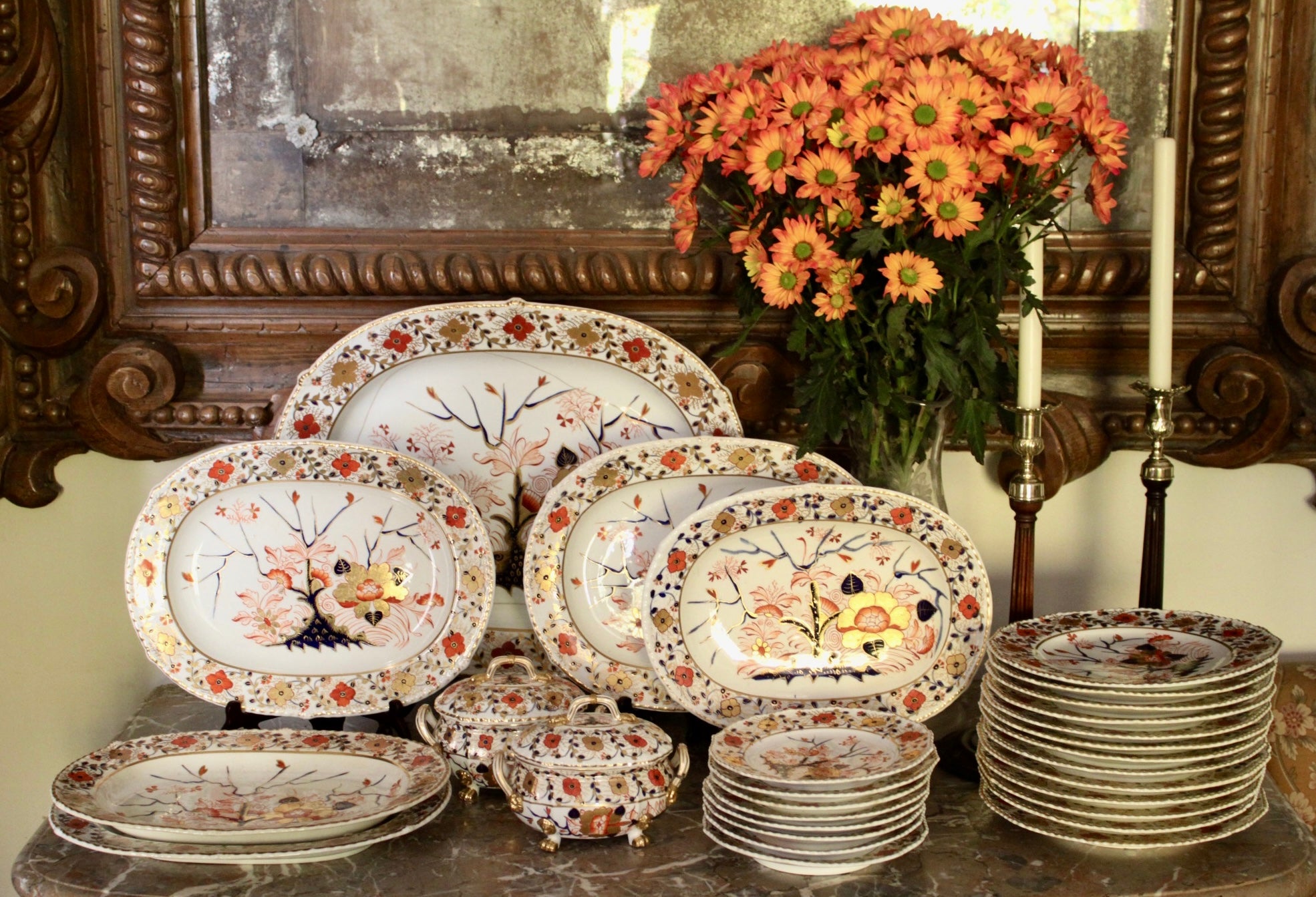 A Rare Bloor Derby Imari Rose Pattern Dinner Service.English Circa 180 ...