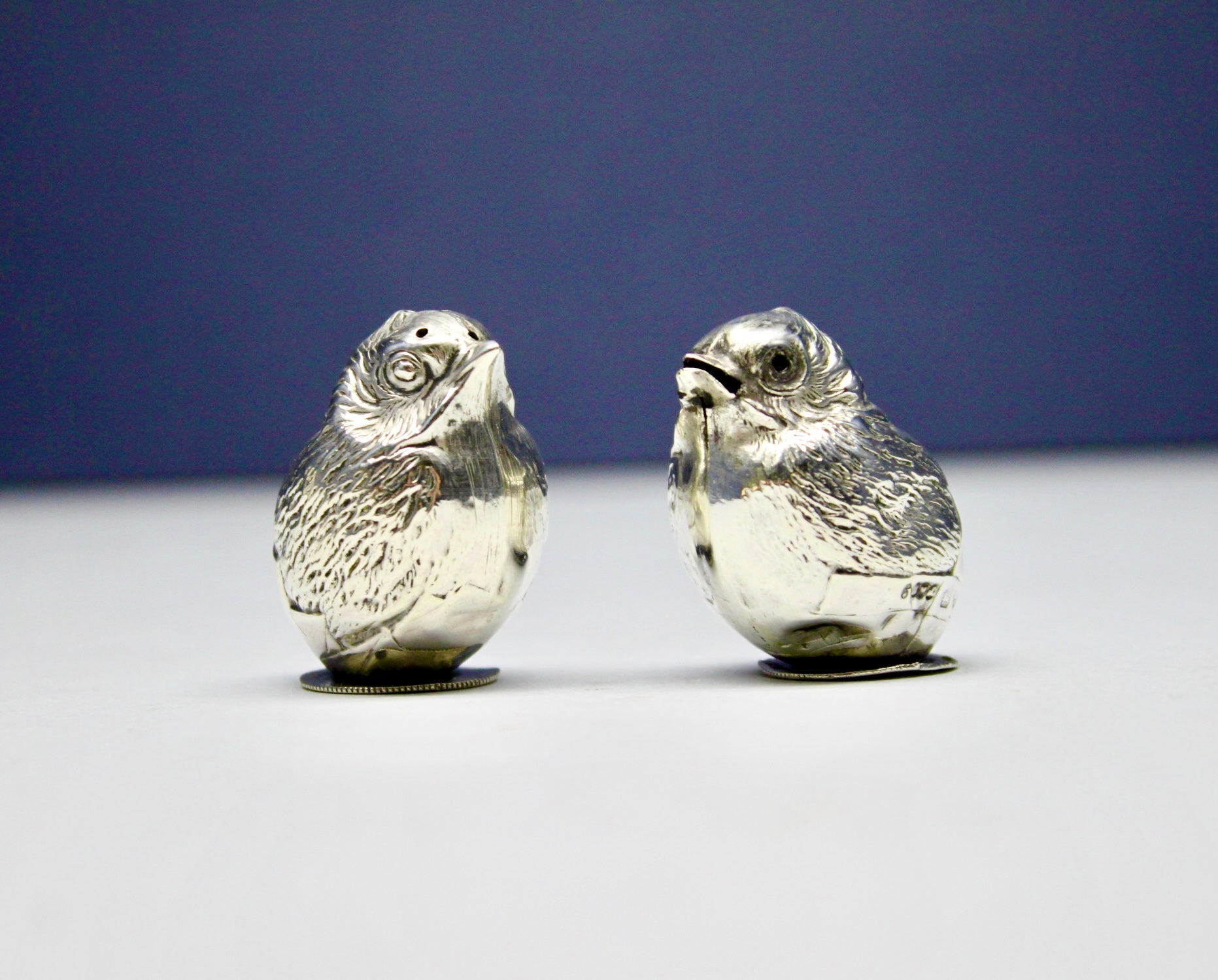 A rare pair of Sterling Silver 'Hatching Chicks' by Sampson Mordan for ...