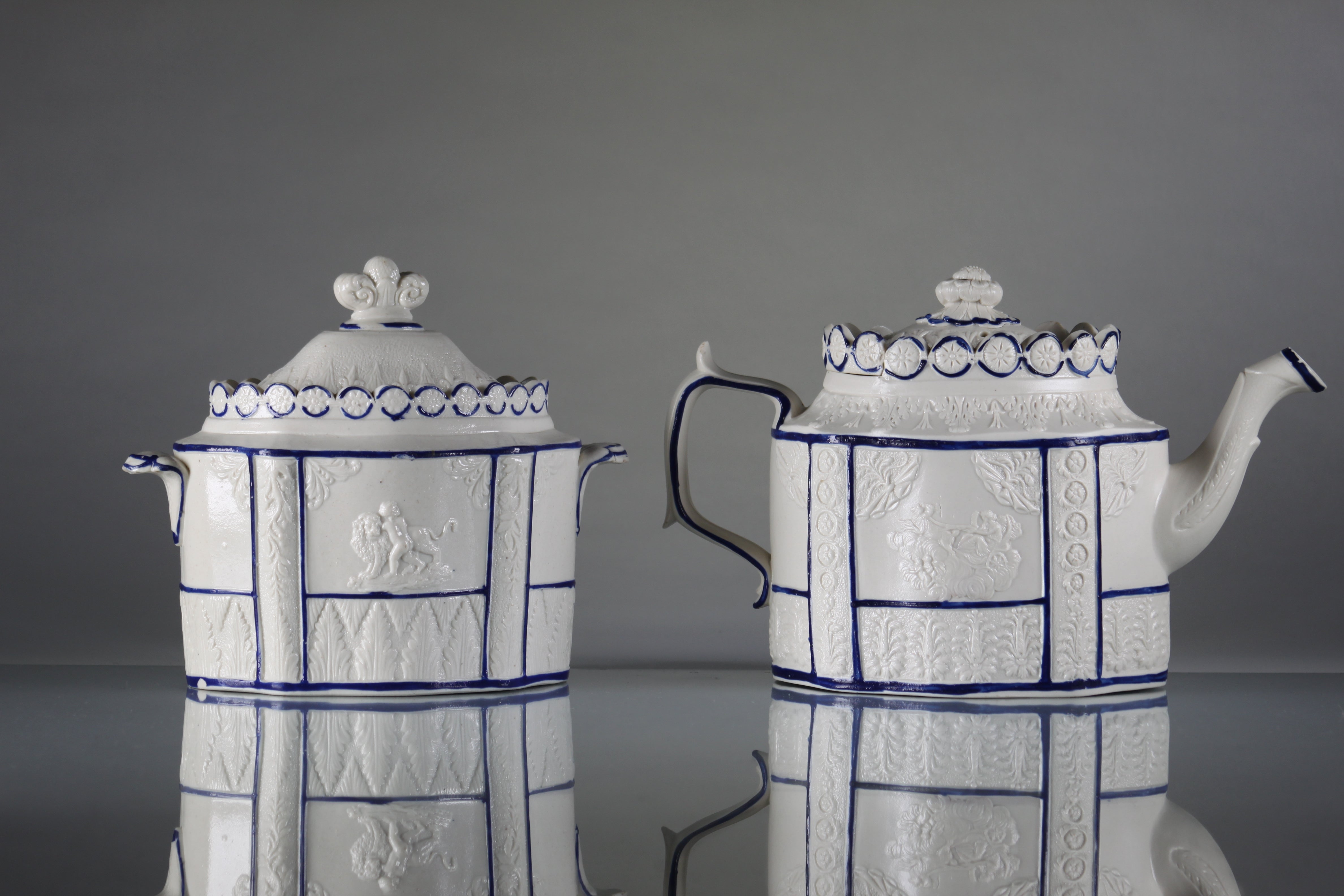 A fine and rare Castleford Teapot and Covered Sugar Basin English Circ ...