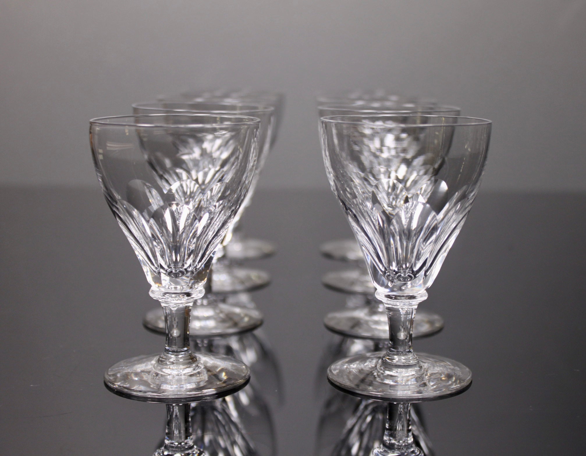 A set of eight Webb Corbert crystal sherry glasses – Hamish Clark Antiques
